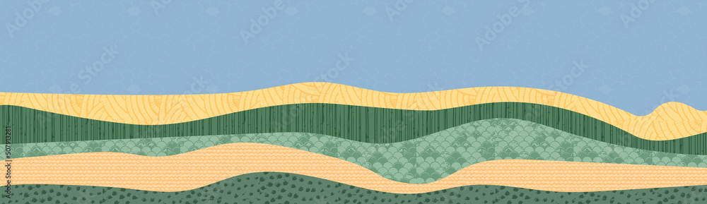 Abstract farm field collage background. Agro land backdrop, farmland ...