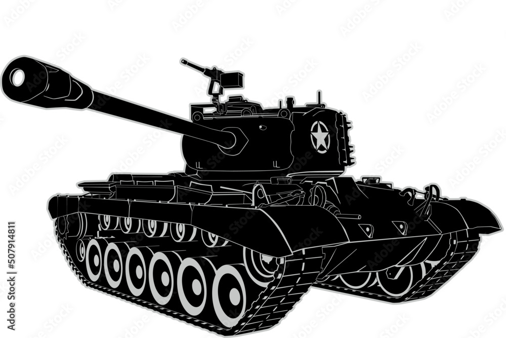 Obraz na płótnie Vector image. Side view of the American M46 Patton ...