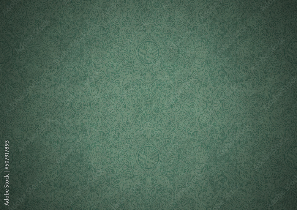 Hand-drawn unique abstract symmetrical seamless ornament. Dark semi ...