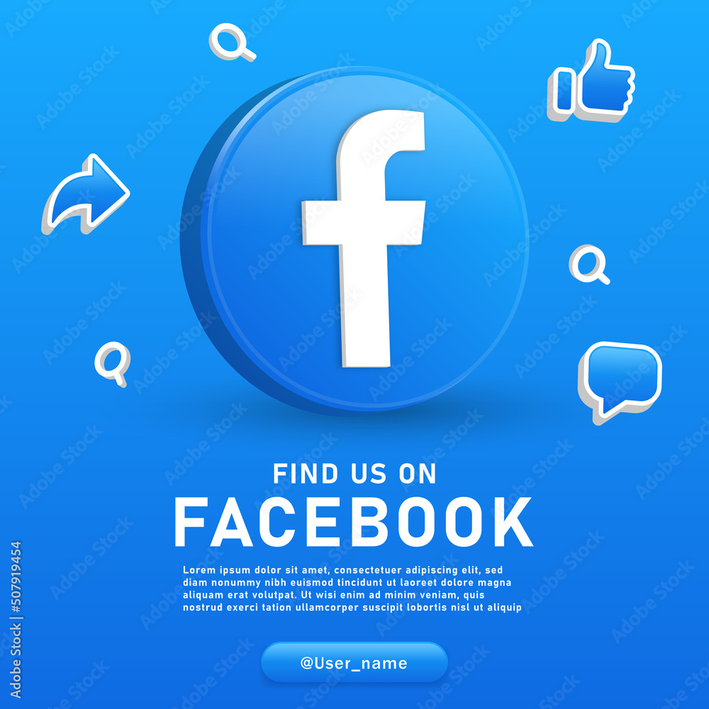 follow us on facebook 3d logo social media notification 3d icons like ...