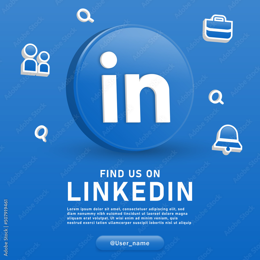 follow us on linkedin 3d logo with social media notification 3d icons ...
