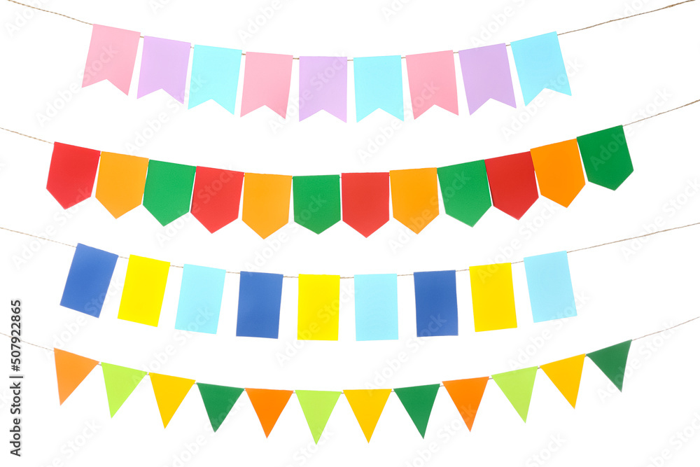 Colorful flags for Festa Junina on white background Stock Photo | Adobe ...