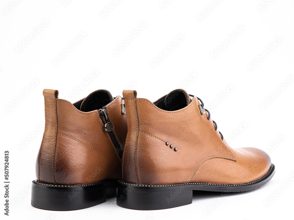 Men's autumn brown leather jodhpur boots with laces and average heels ...