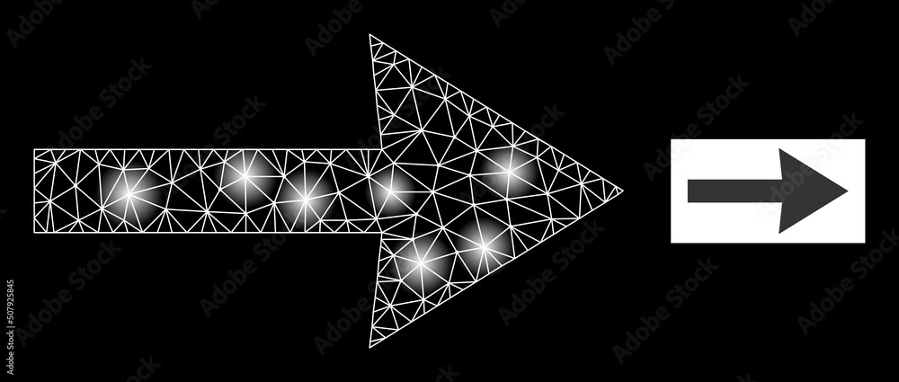 Vecteur Stock Flare mesh right arrow constellation icon with light ...