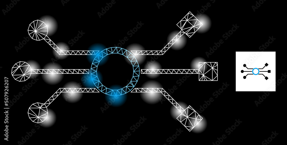 Glossy mesh circuit scheme constellation icon with light spots ...