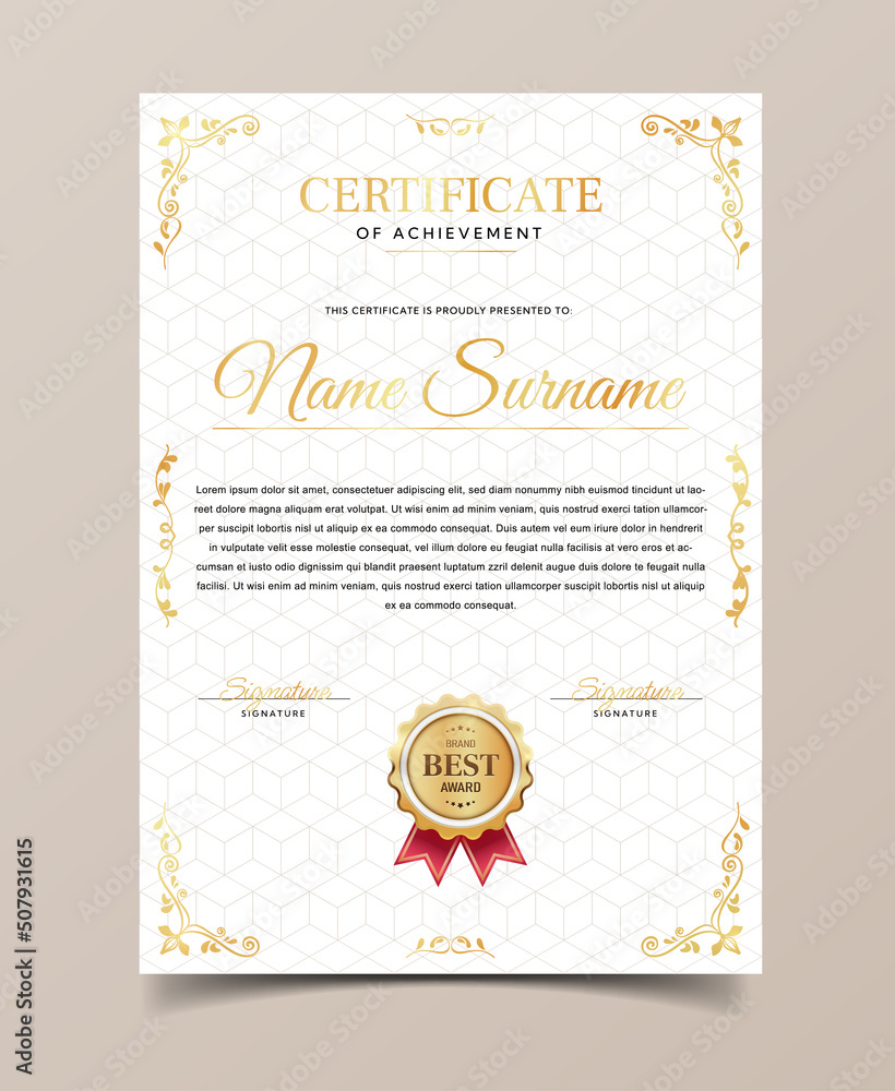 Diploma certificate template. Award to best students of course ...