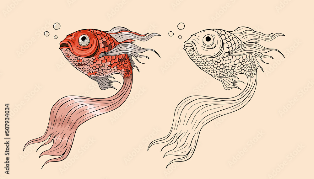 Сartoon red fish vector illustration Stock Vector | Adobe Stock