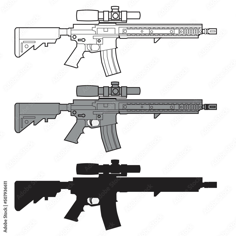 ar15 rifle gun modern weapon vector design Stock Vector | Adobe Stock
