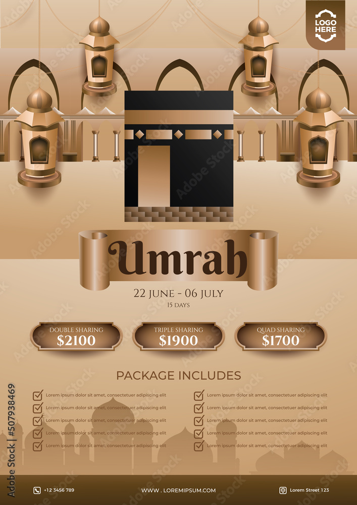 umrah and hajj package flyer poster template editable file Stock Vector ...