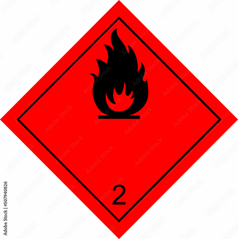 adr2, ADR2, gasolina, inflamable, 2, pictograma, gas inflamable, vector ...