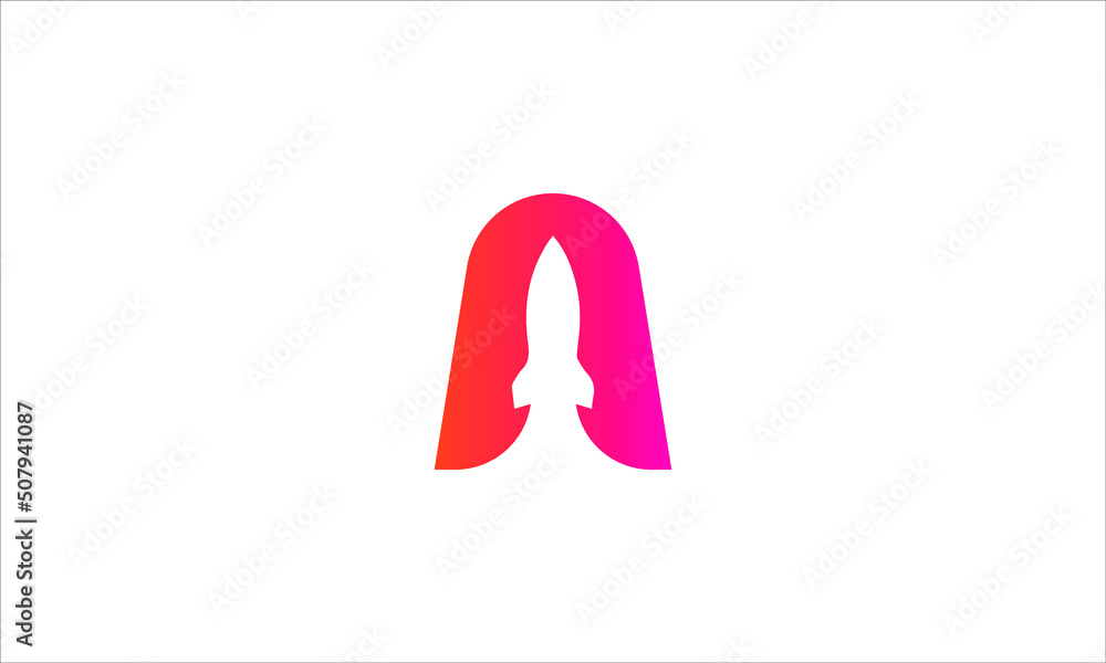 letter A rocket logo on white background, creative gradient A logo with ...