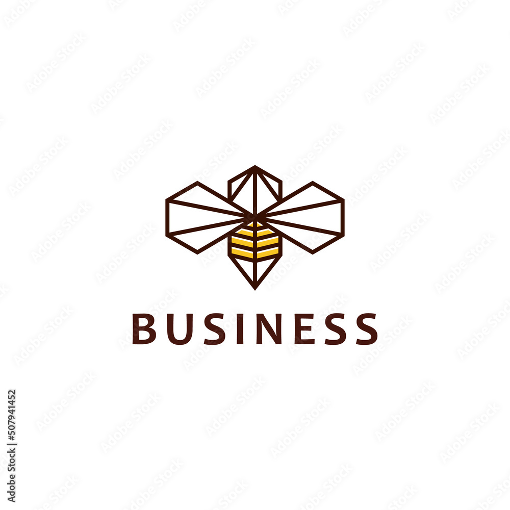 Geometric Bee Logo design vector illustration Stock Vector | Adobe Stock
