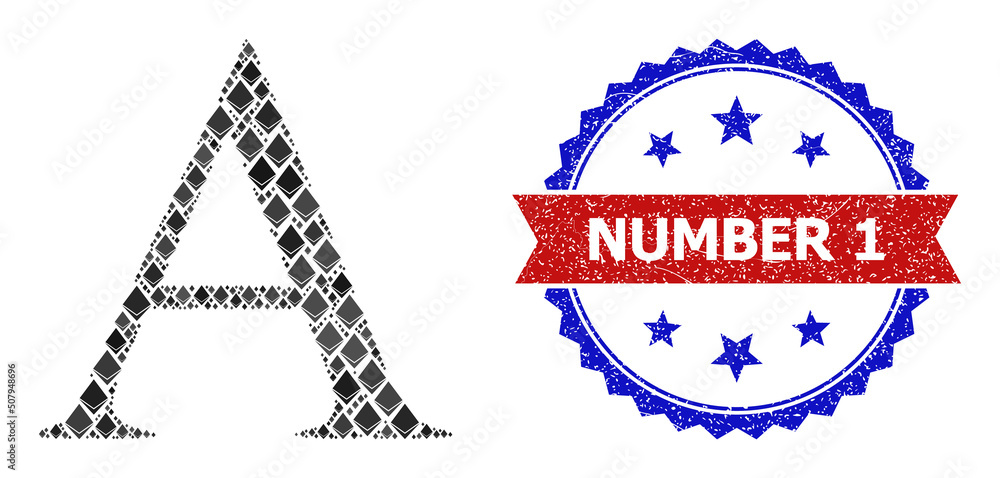 Vector crystal mosaic Alpha Greek letter icon, and bicolor textured ...