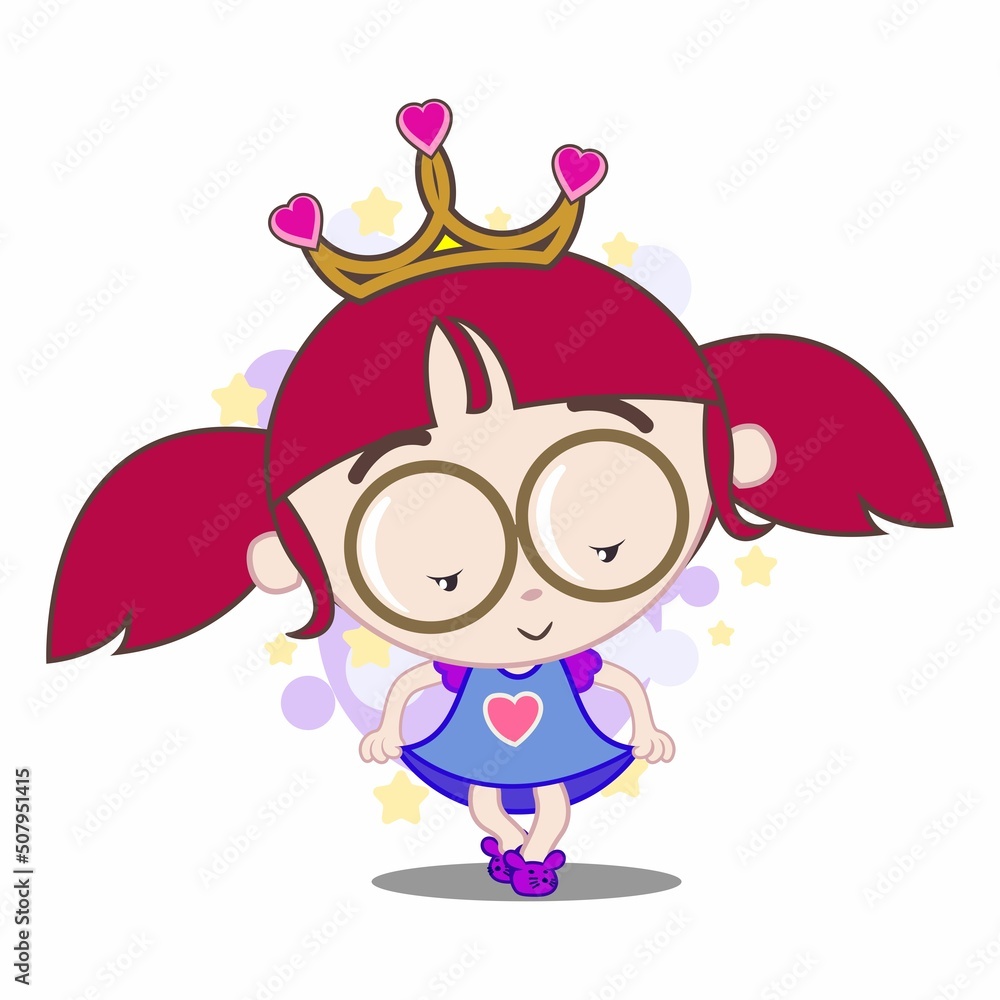vector mascot illustration a cute little girl becomes a princess Stock ...