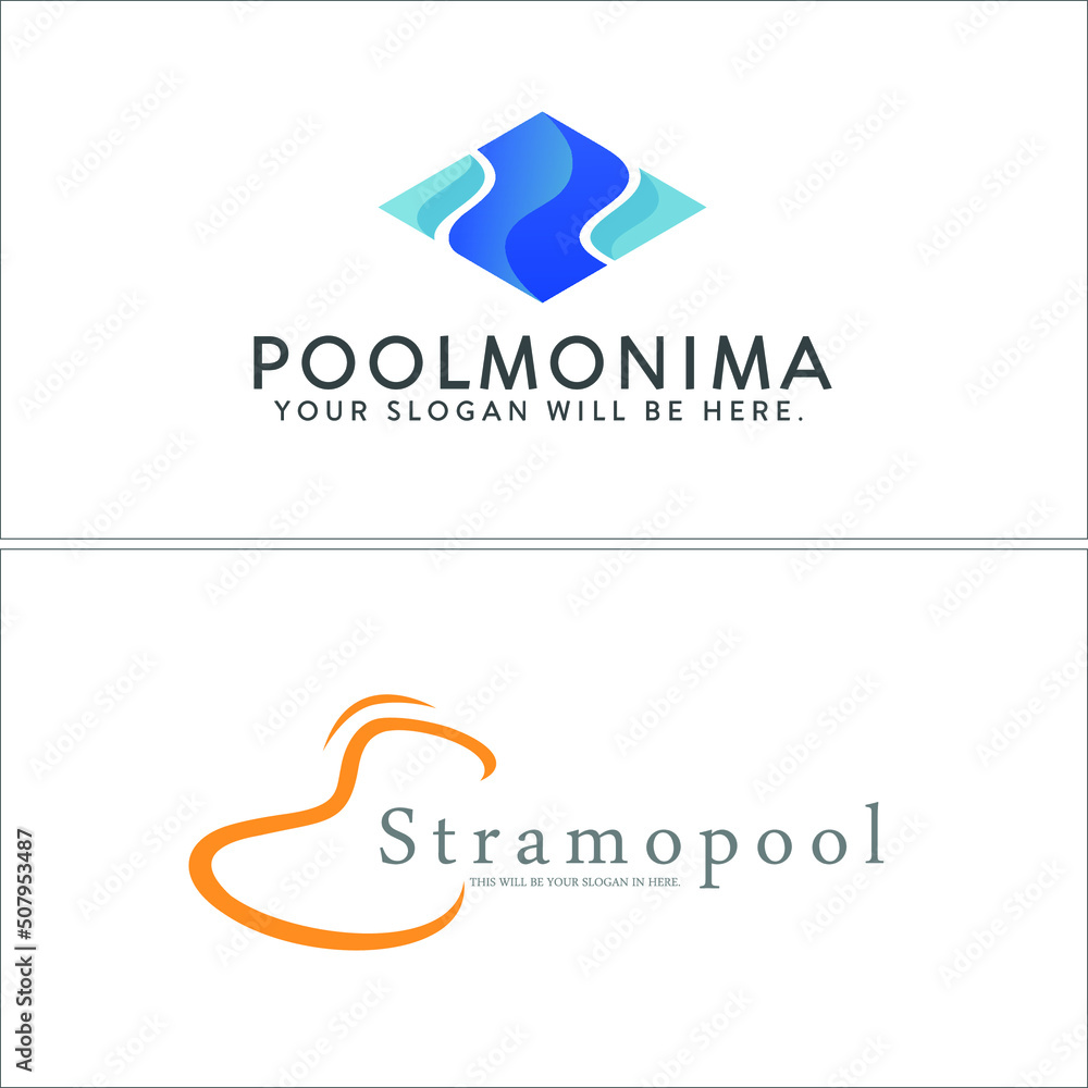 Vector illustration of swimming pool art line symbol combination mark ...