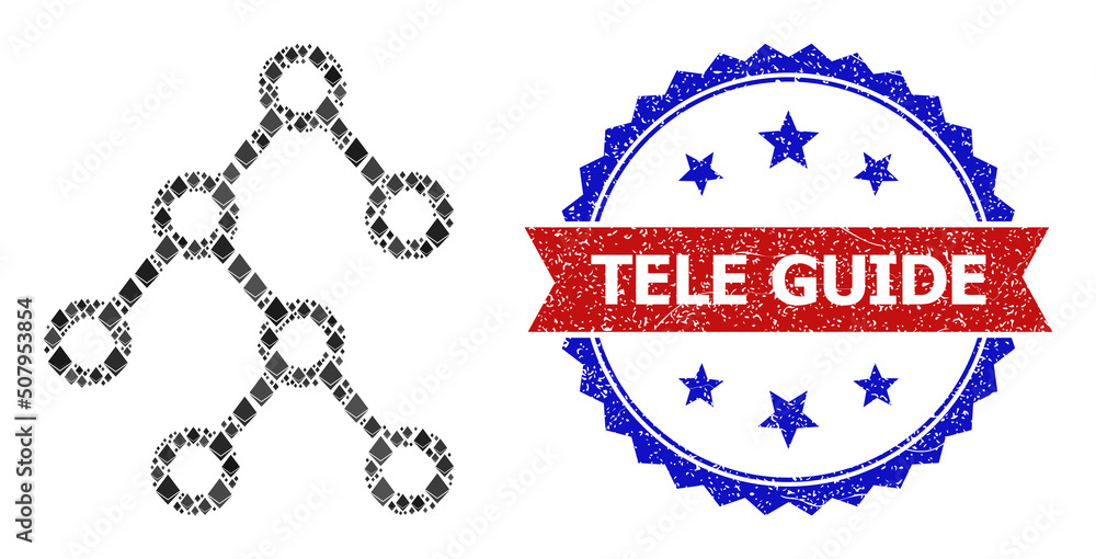 Vetor de Vector diamond mosaic binary tree icon, and bicolor grunge ...