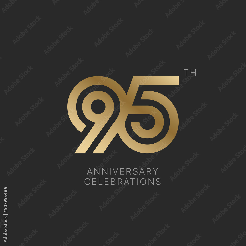 95 years anniversary logo design on black background for celebration ...