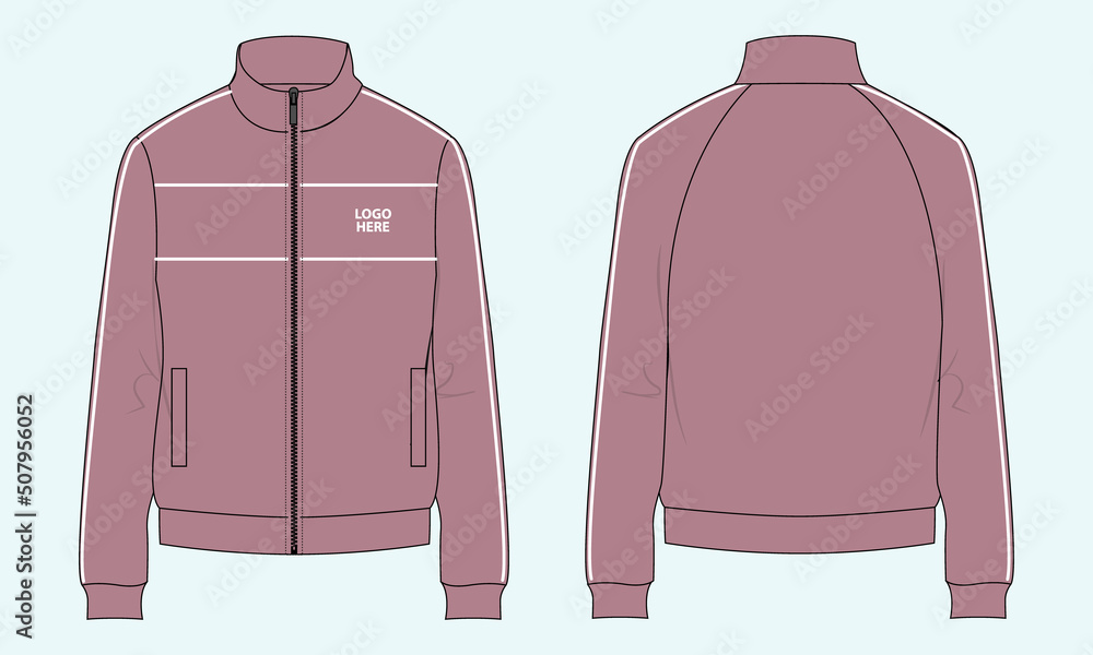 Long sleeve with Short zip fleece jacket overall technical fashion Flat ...