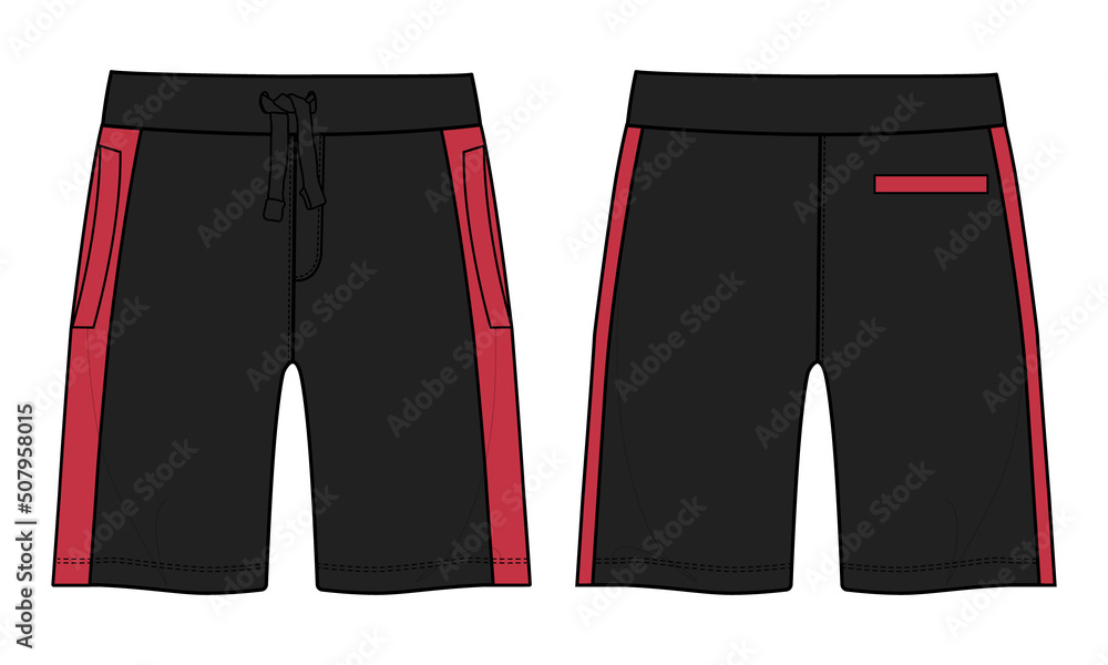 Shorts Pant vector illustration black Color template front and back ...