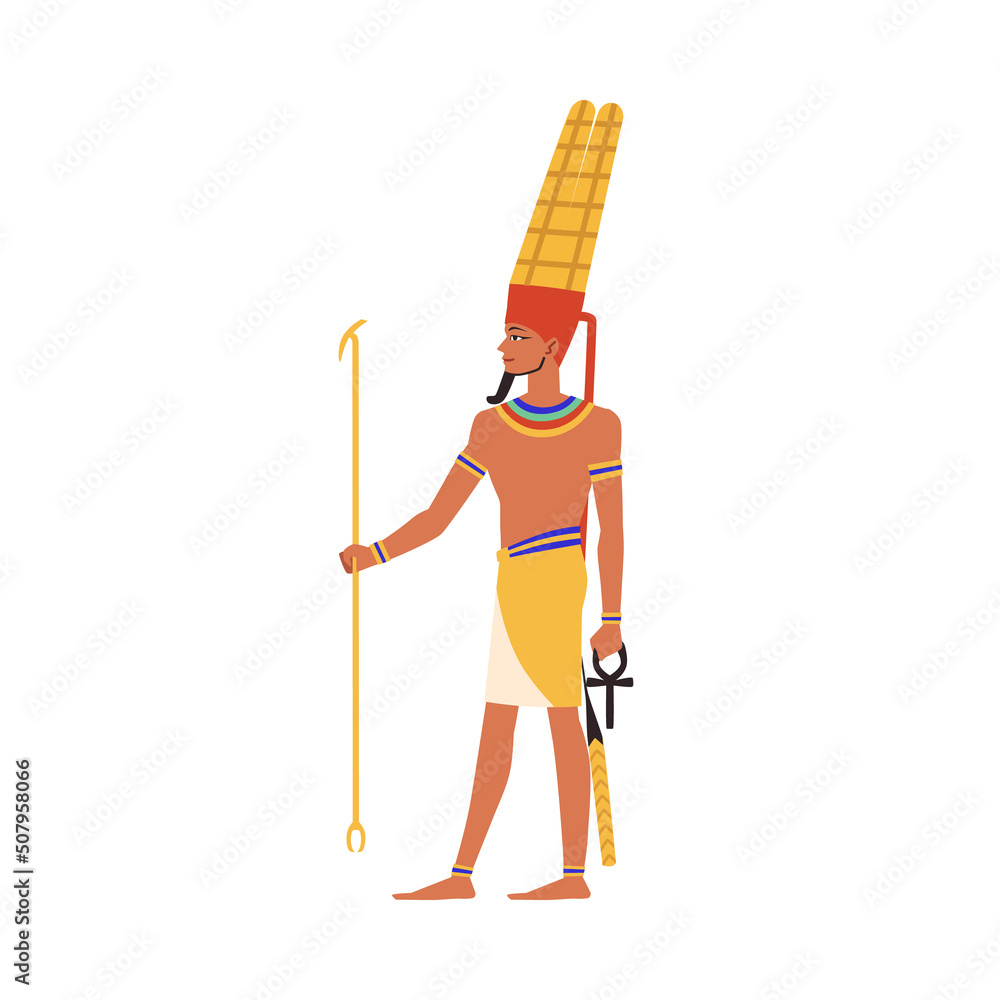Amun Ra god of sun of ancient Egypt, flat vector illustration isolated ...
