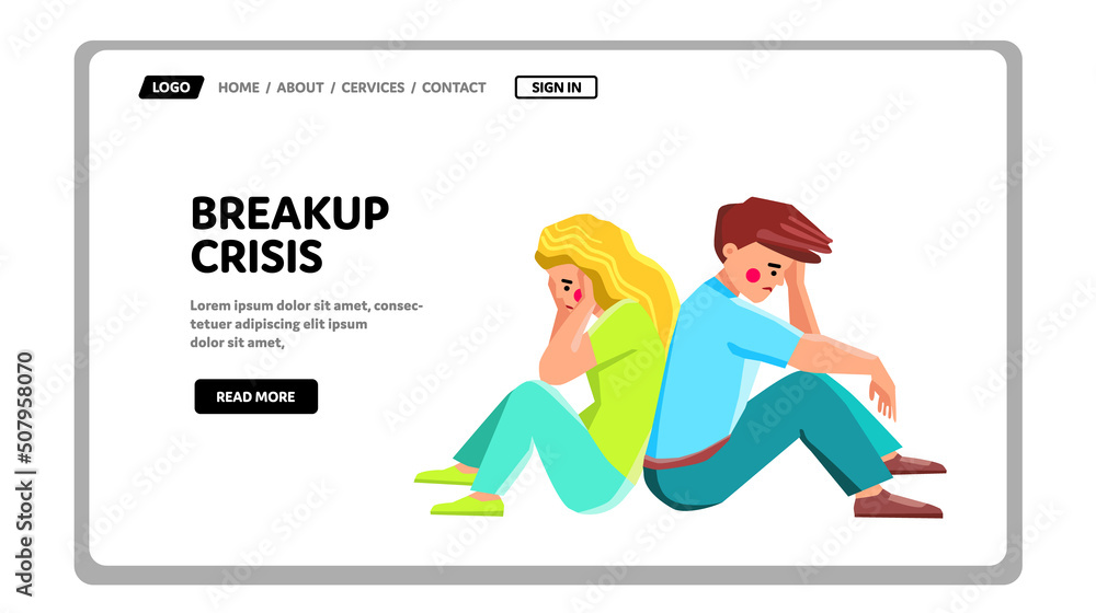 Breakup Crisis And Quarrel Of Couple Family Vector. Sadness Young Man ...