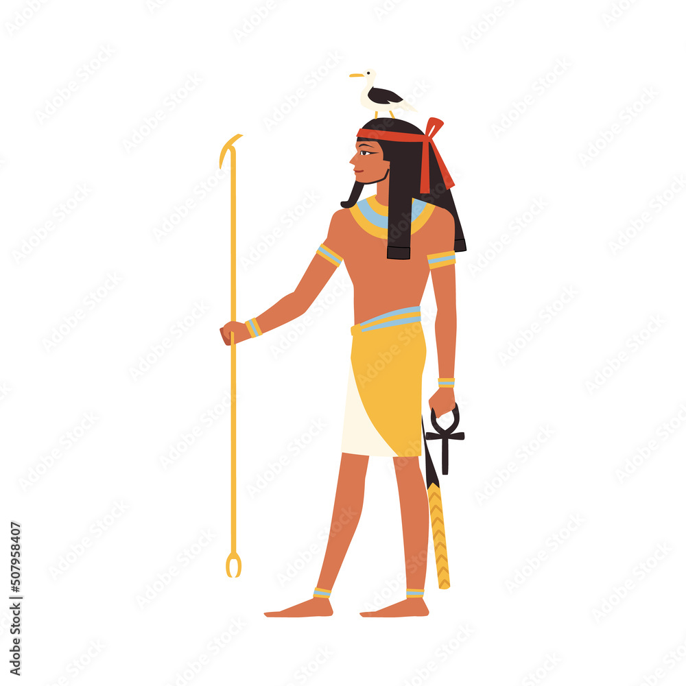 Geb the Egyptian ancient god of the earth, flat vector illustration ...