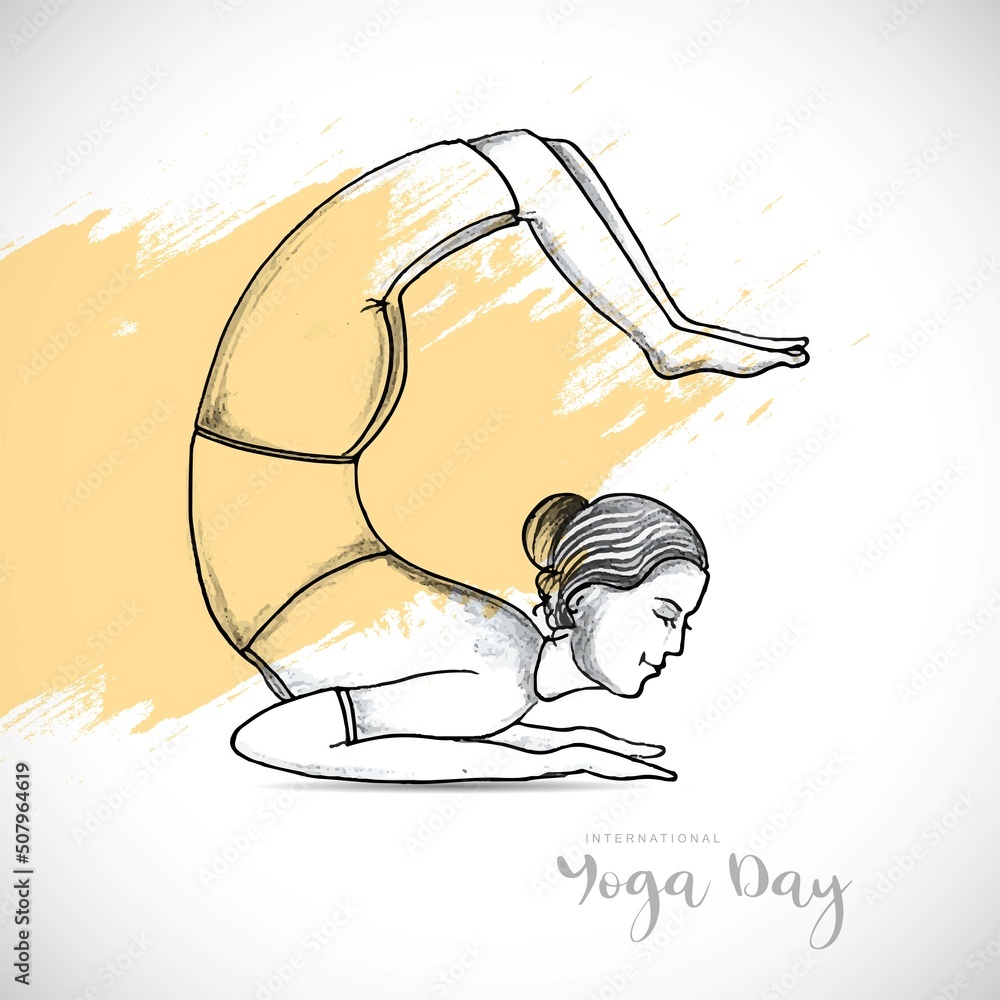 Hand Drawn Yoga Illustrations of postures and poses sketch design Stock ...