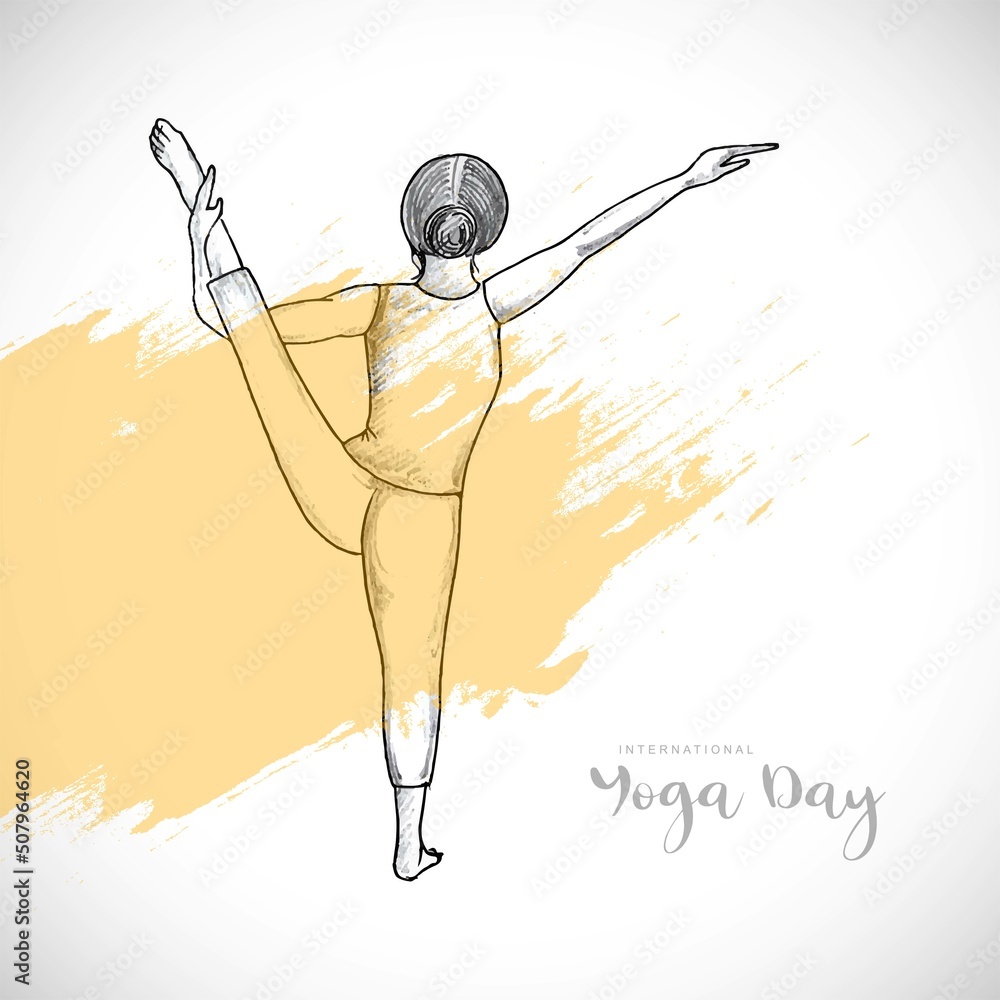 Hand Drawn Yoga Illustrations of postures and poses sketch design Stock ...