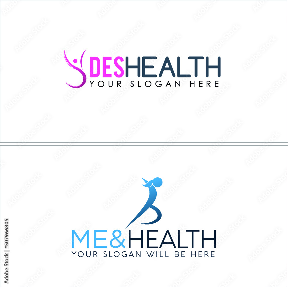 A set of illustration vector physical fitness logo design template with ...