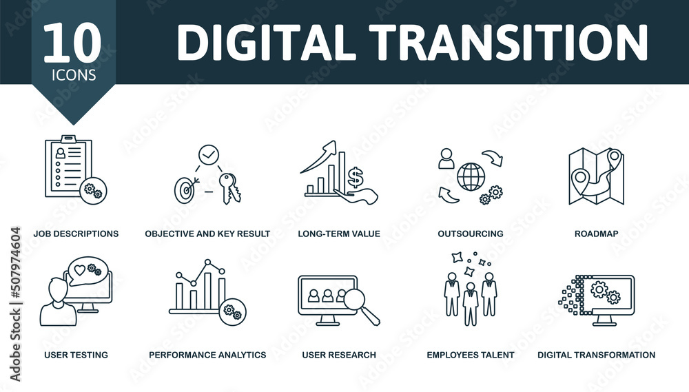 Vetor de Digital Transition set icon. Editable icons digital transition ...