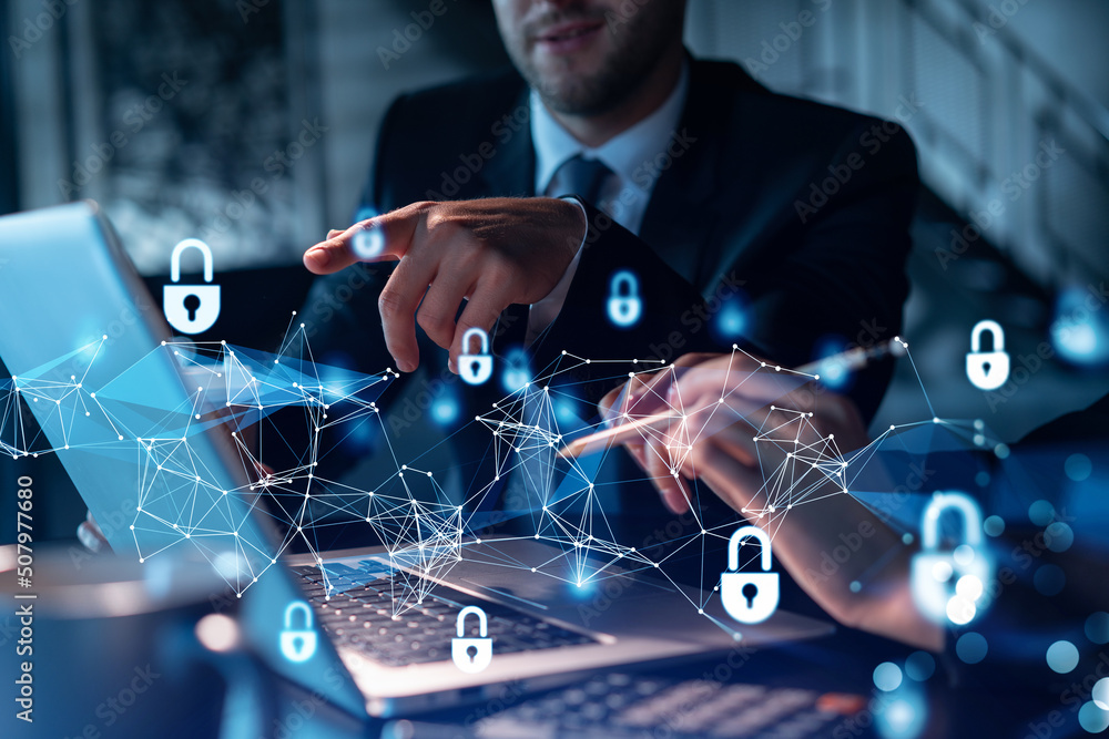 Two colleagues working together to protect clients confidential ...