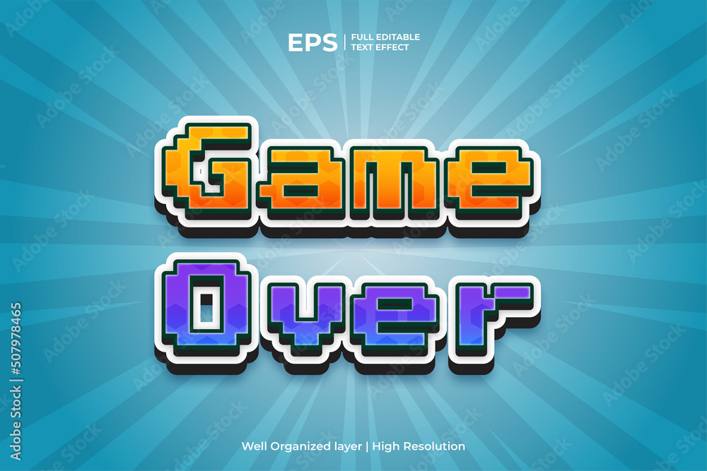 retro game over editable text effect in 80s style Stock Vector | Adobe ...