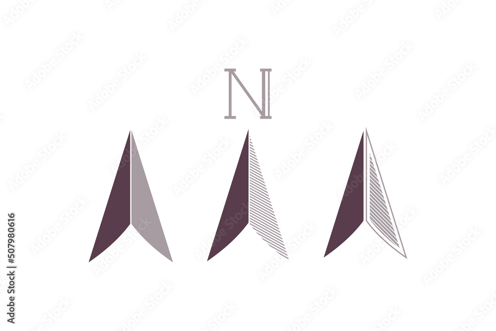 North arrow vector icons set isolated on a white background. Stock ...