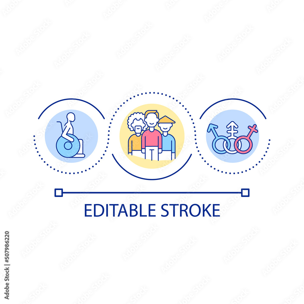 Equality and inclusion loop concept icon. Intersectionality abstract ...
