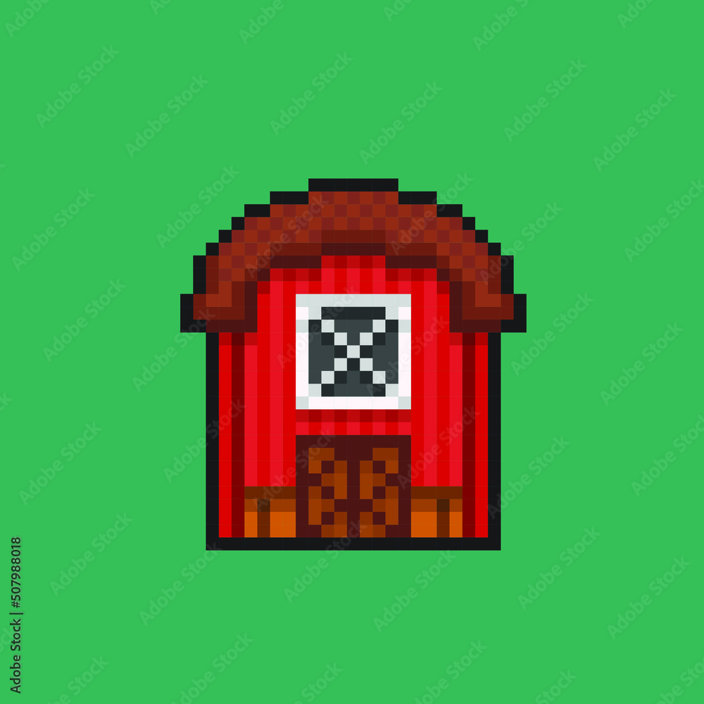 barn house in pixel art style Stock Vector | Adobe Stock