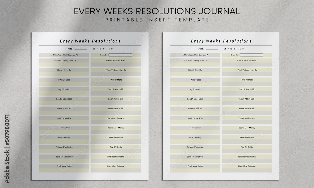 Every Week Resolutions Printable | Resolution Challenge Printable ...