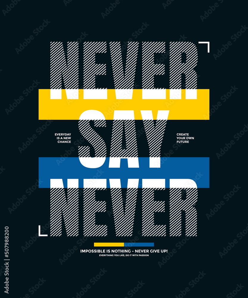 Never say never, modern and stylish motivational quotes typography ...