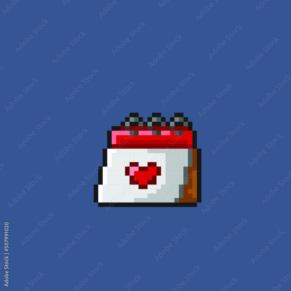 love sign in calendar with pixel art style Stock Vector | Adobe Stock