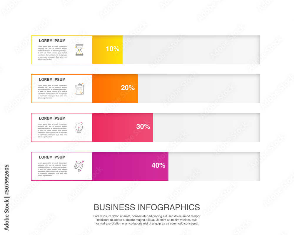 Vector infographic with 4 horizontal columns. Modern business concept ...