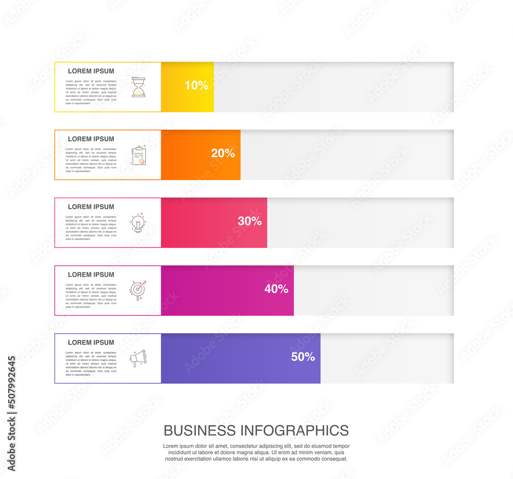 Vector infographic with five horizontal columns. Modern business ...