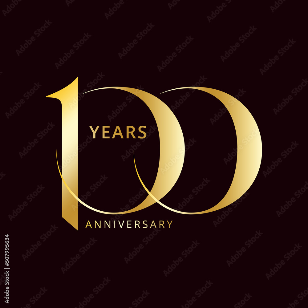 100 Year Anniversary Logo, Golden Color, Vector Template Design element ...