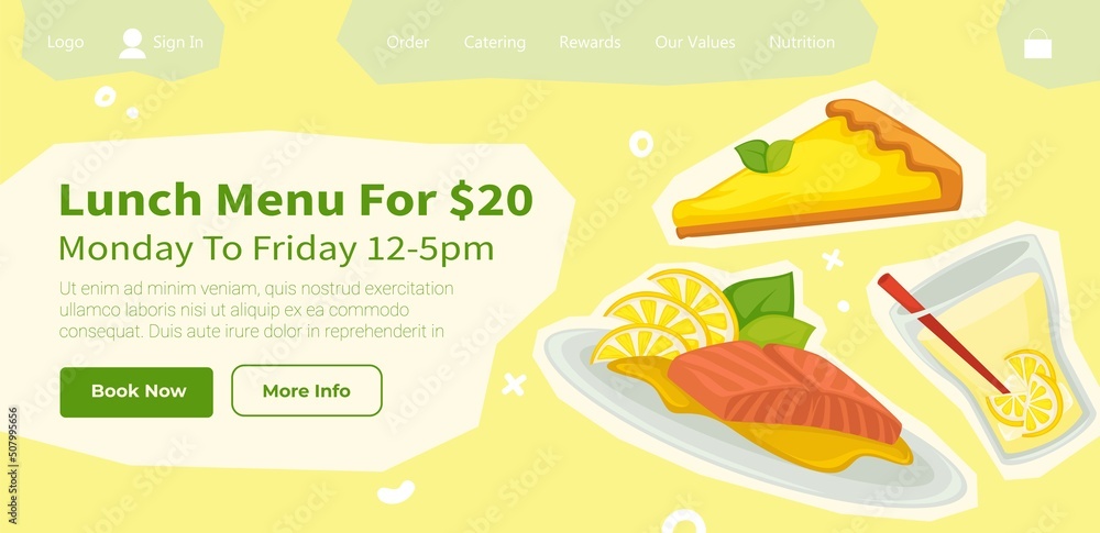 Lunch menu, monday to friday, restaurant website Stock Vector | Adobe Stock