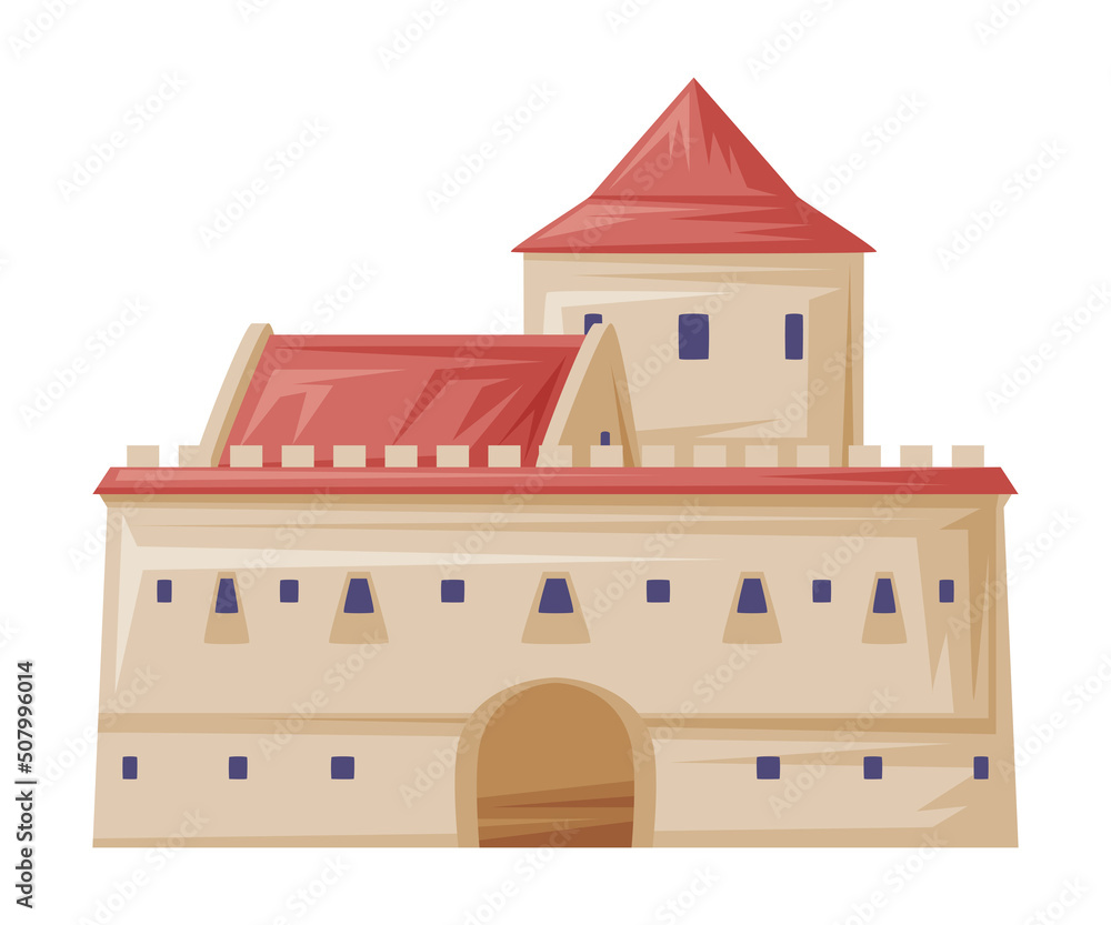 Stone Medieval Castle as Romania Traditional Symbol and Object Vector ...