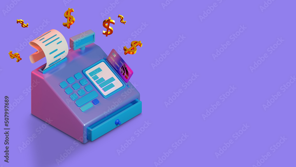 Cash register apparatus. Cash register cartoon. Dollar signs next to ...