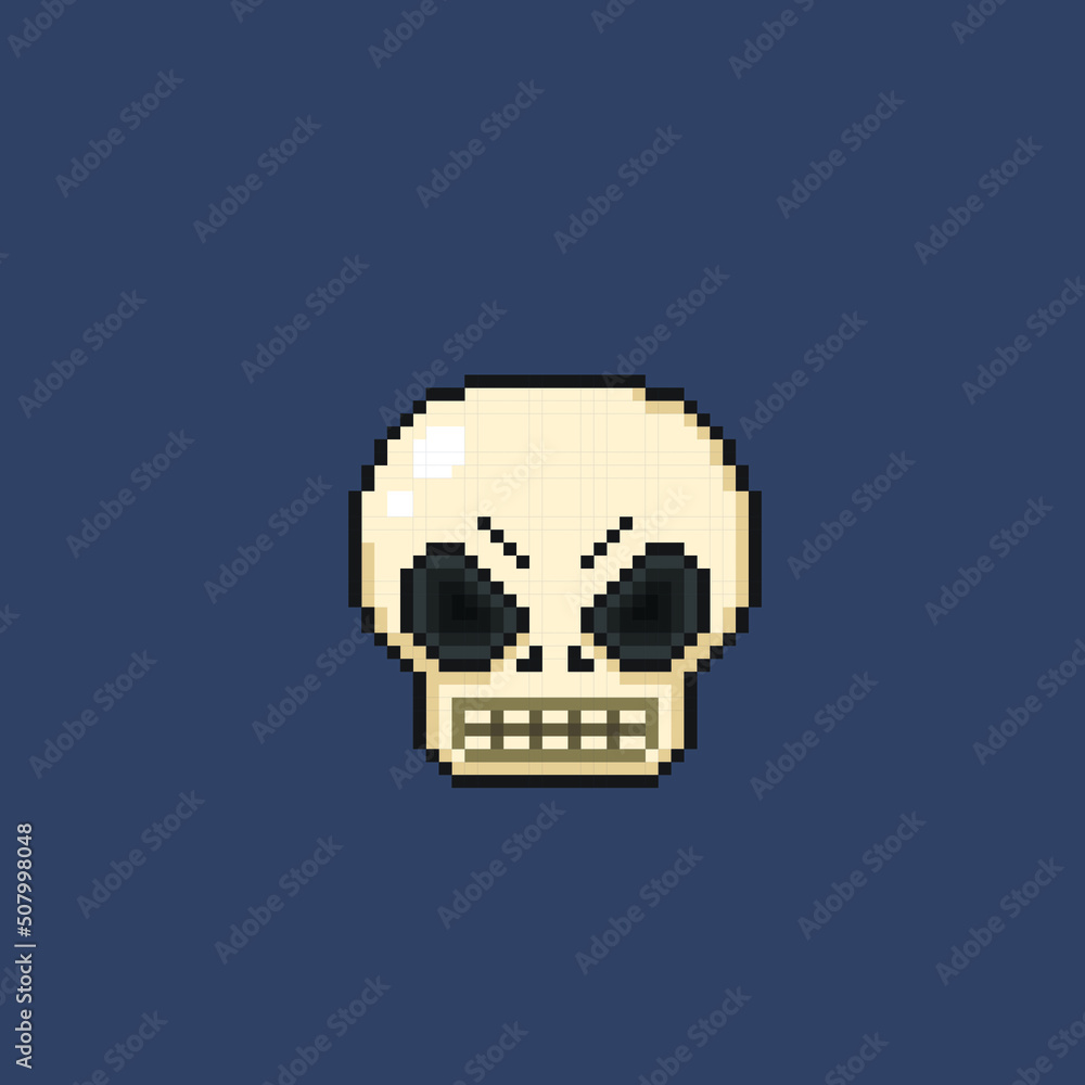 skull head in pixel art style Stock Vector | Adobe Stock
