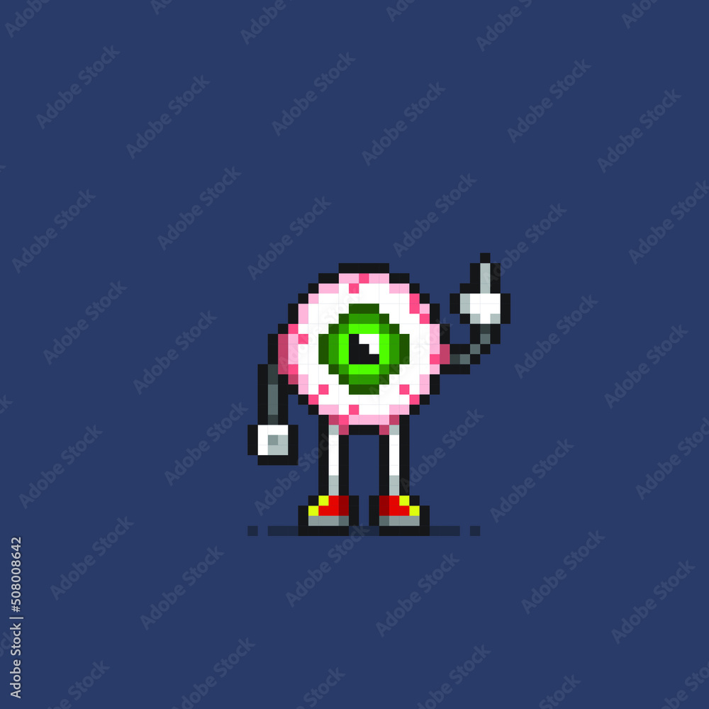 eye ball character in pixel art style Stock Vector | Adobe Stock