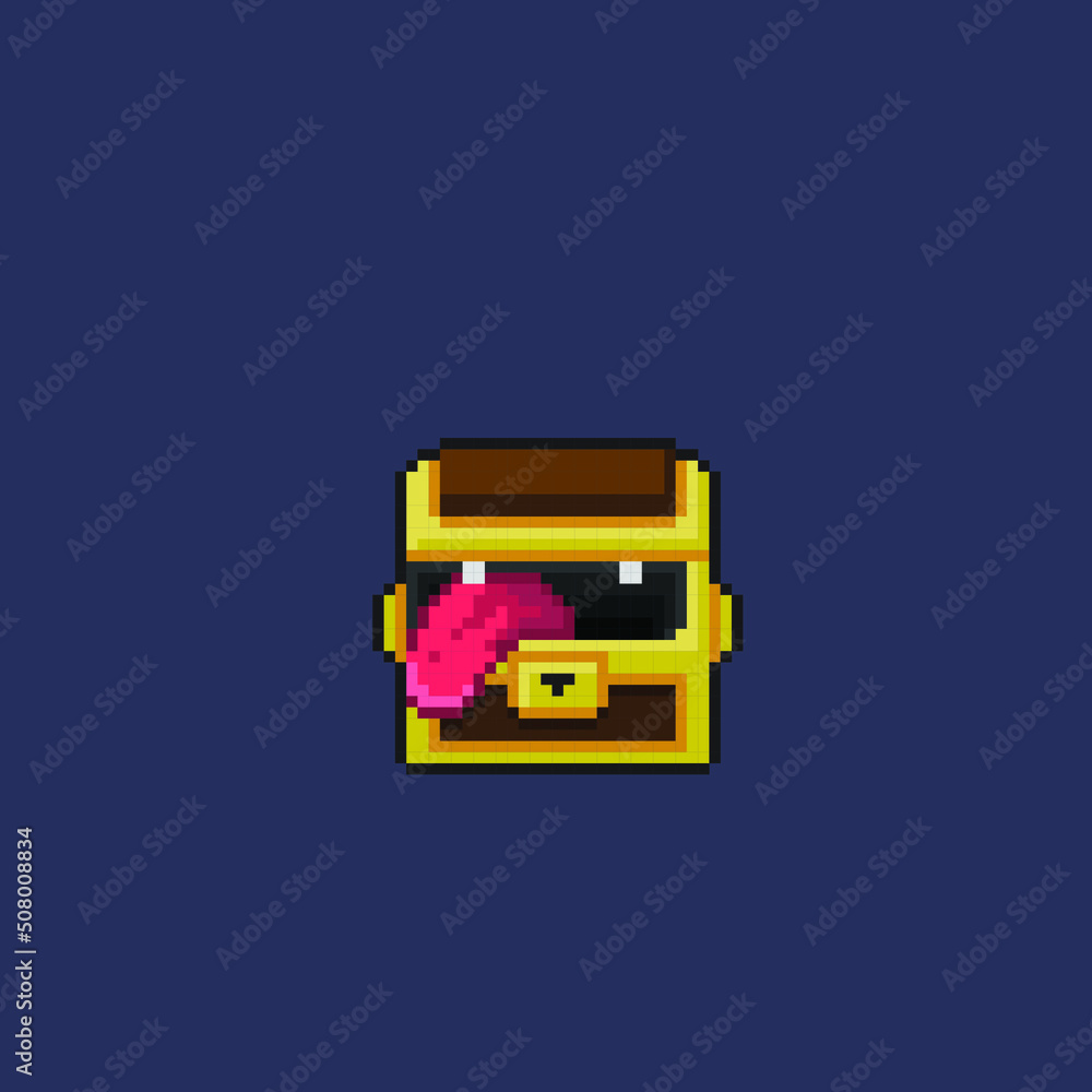 treasure box monster in pixel art style Stock Vector | Adobe Stock