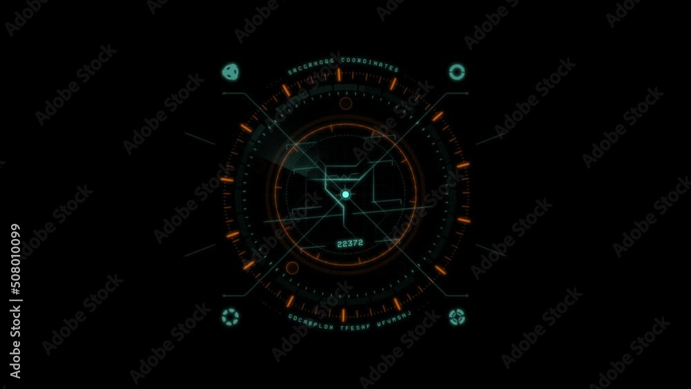Circle User interface on isolated black background. Target searching ...