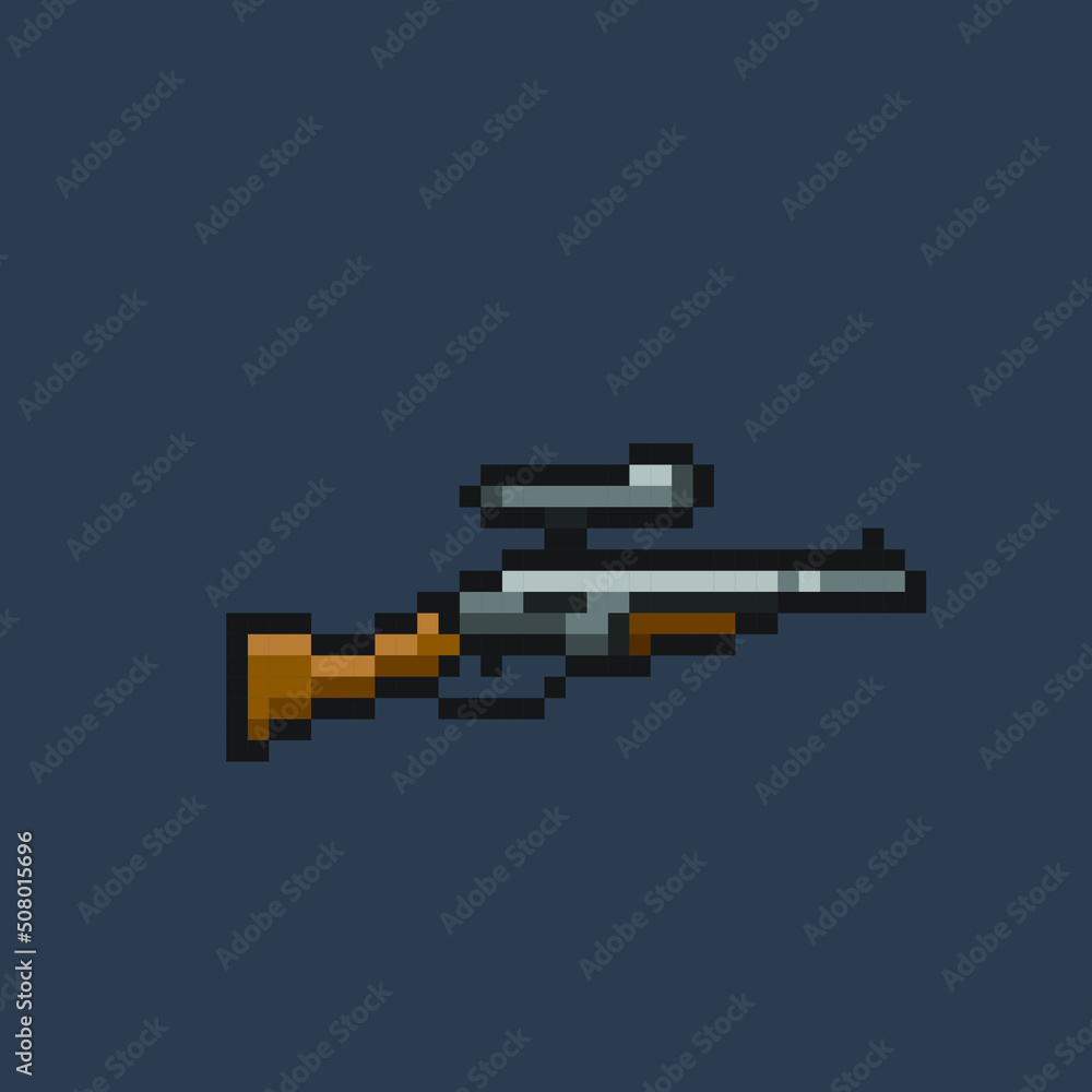 scoped rifle in pixel art style Stock Vector | Adobe Stock
