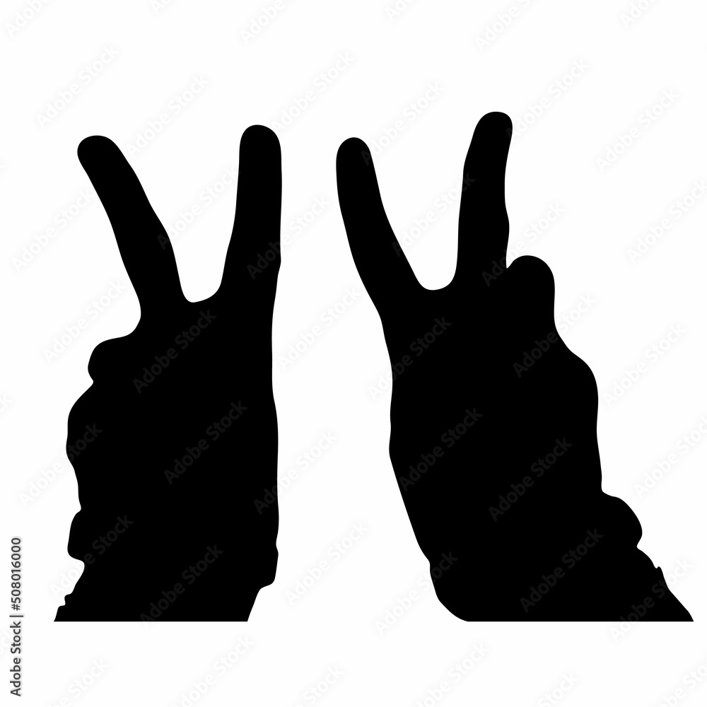 victory signs with two hands on a white background vector art. Stock ...